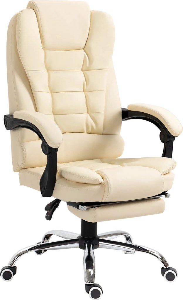 Kancelářská židle HOMCOM s podnožkou, výškově nastavitelná kancelářská židle s funkcí náklonu a područkami, koženka, ergonomická | Aosom.de