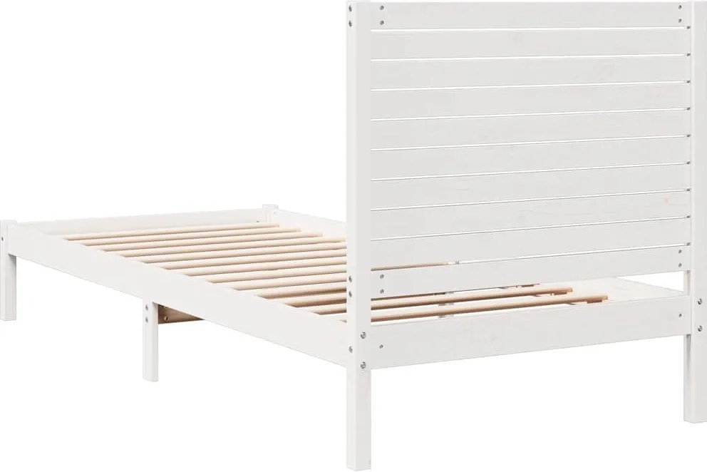 Prodloužený rám postele bez matrace bílý 90 x 220 cm masiv 3309310