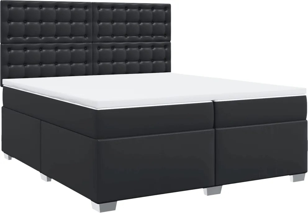 Box spring postel s matrací černá 200x200 cm umělá kůže 3293036