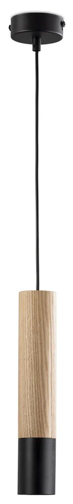 Light for home - Závěsný lustr na lanku 40555 "GLAZE WOOD", 1x35W, GU10, Černá