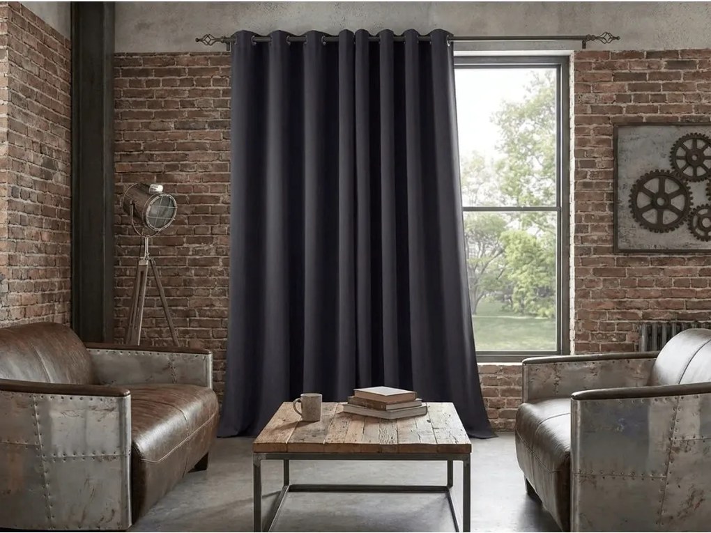 Závěs OXFORD LIGHT 140x250 cm, tmavě šedý Zavěšení: Řasící páska