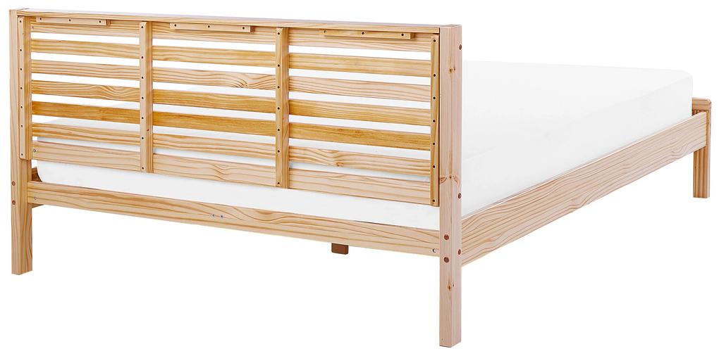 Světle hnědá dřevěná postel 180x200 cm CARNAC Beliani
