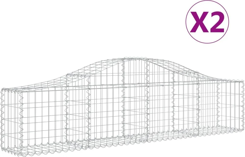 Klenuté gabionové koše 2 ks 200x30x40/60 cm pozinkované železo 3145367