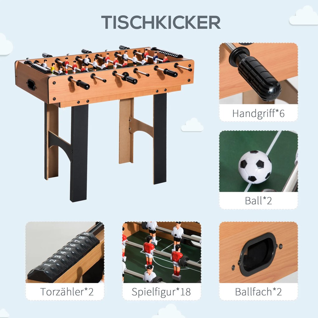 HOMCOM multiherní stůl 4 v 1 Multigame stolní fotbal stolní hokej stolní tenis kulečník multifunkční herní stůl 87x43x73cm pro zábavu