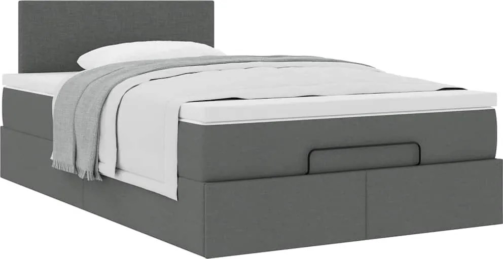 Osmanský postel s matrací tmavě šedá 120x200 cm textil 3311367