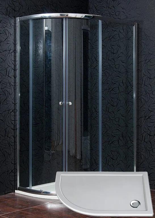 ARTTEC Sprchový kout čtvrtkruhový KLASIK 120 x 80 cm čiré sklo s vaničkou z litého mramoru STONE pravé provedení PAN00934