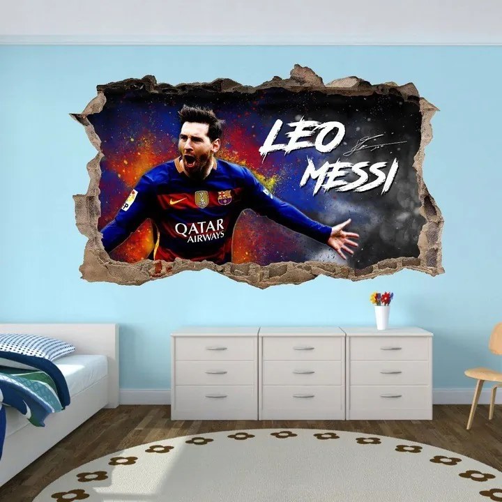 Nálepka na zeď 3D Lionel Messi 47x77 cm