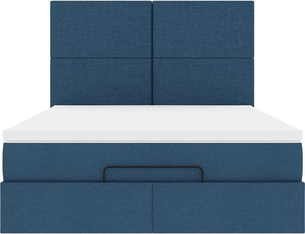 Osmanský rám postele s matrací modrá 140x200cm textil 3313084