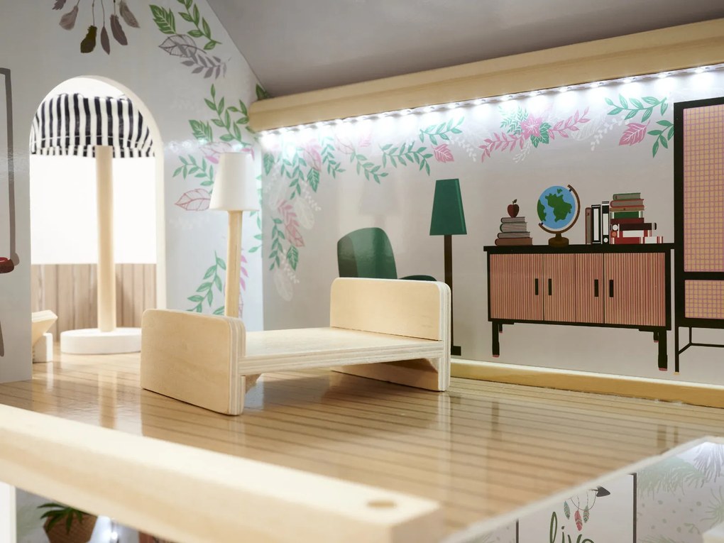 Creative Corner Dřevěný domeček pro panenky LULILO FLORO boho LED