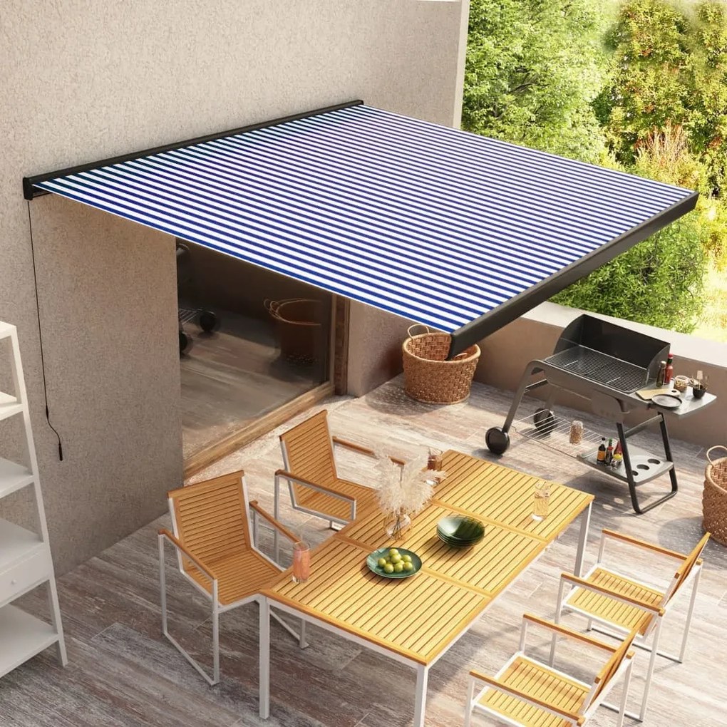 vidaXL Kazetová markýza na ruční ovládání 350 cm [3052671] Barva: Krémová (bílý rám)
