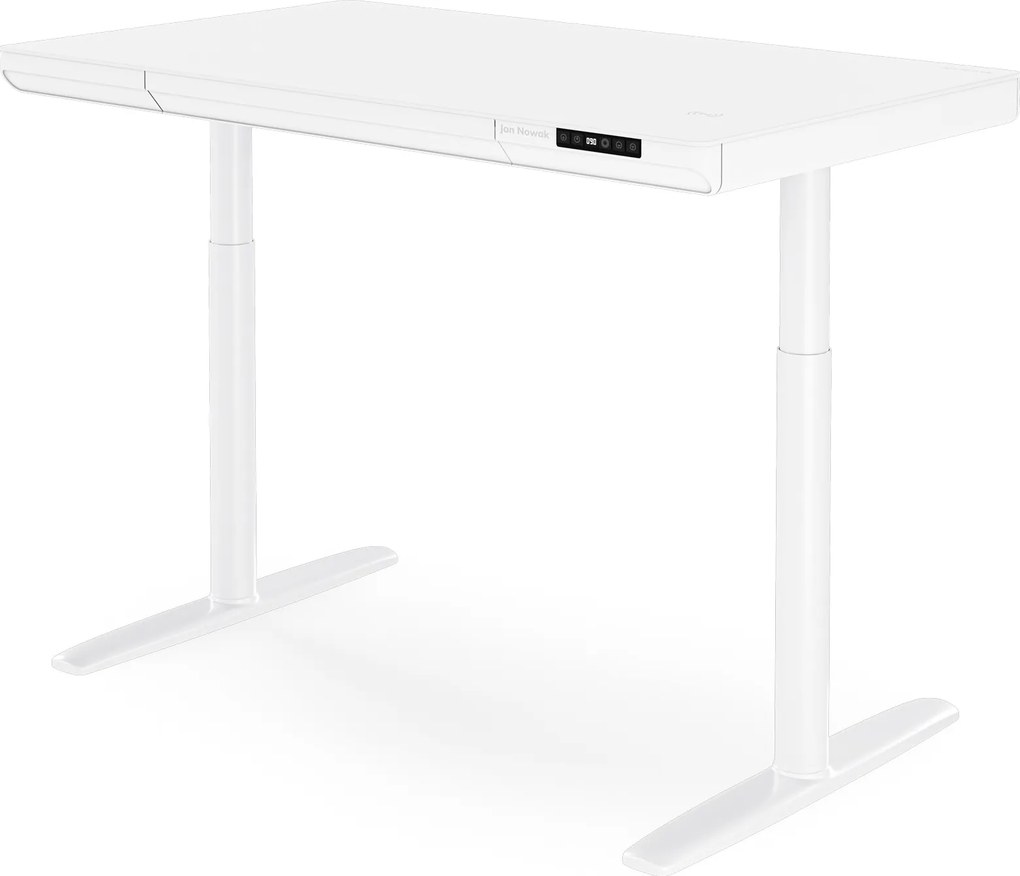 Elektrický psací stůl sit-stand se zásuvkou a bezdrátovou nabíječkou Qi bílý, 1200 mm: ELLIS