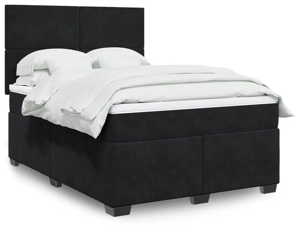 Box spring postel s matrací černá 140 x 190 cm samet 3290902