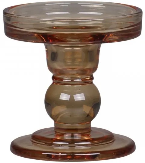 Karamelový skleněný svícen Pillar - Ø 8,5*8,5 cm