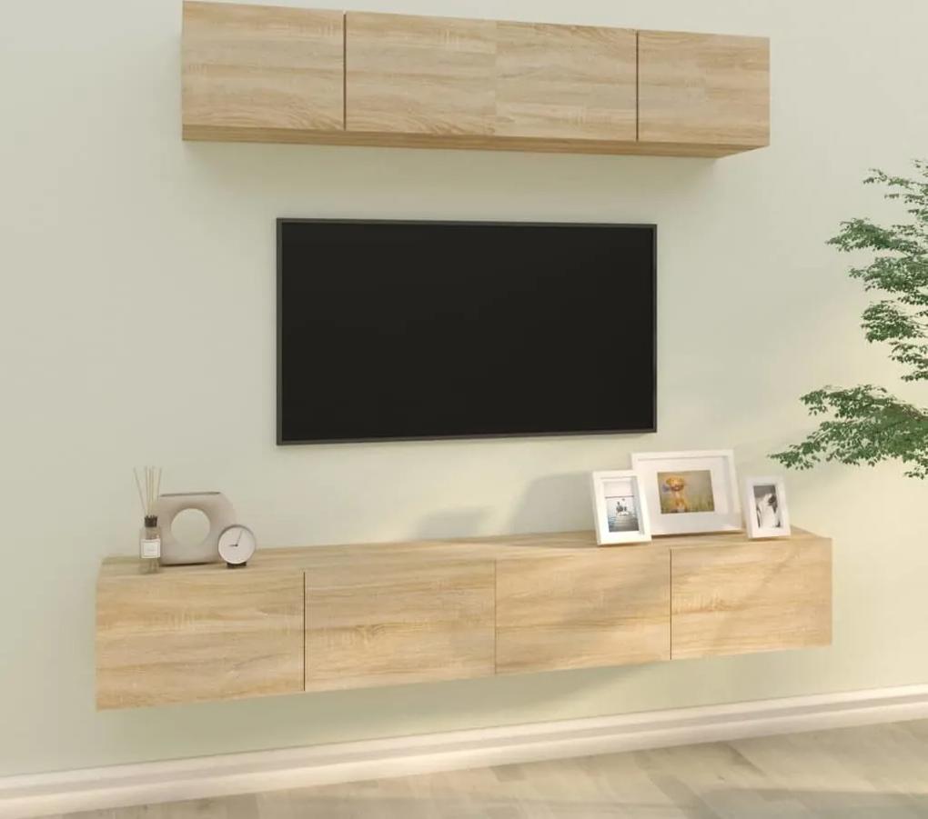 vidaXL 4dílný set TV skříněk kompozitní dřevo [3114529] Barva: Černá
