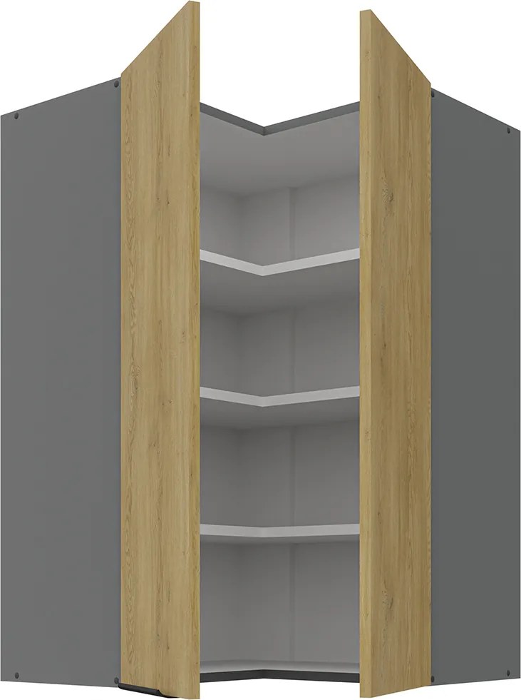 CREMONA ac | horní kuchyňská skříňka 60x60 GN-90 2F (90°) rohová s policemi | VYSOKÁ | 60x60 cm | antracit/cremona