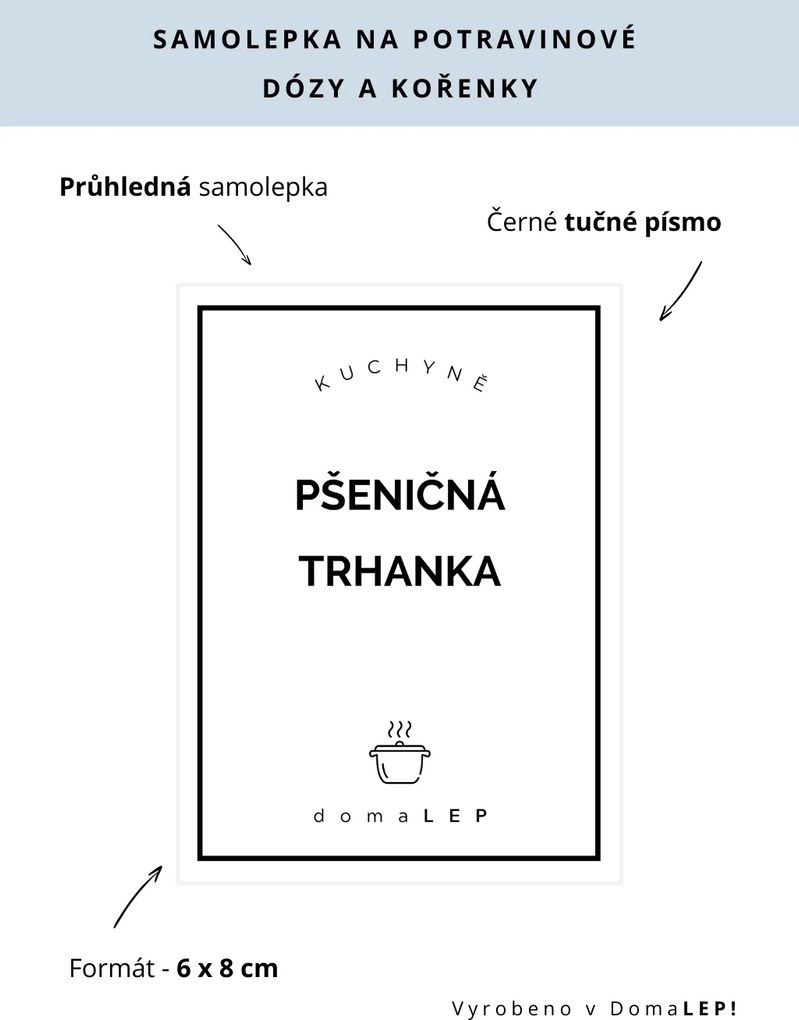 PŠENIČNÁ TRHANKA - omyvatelná samolepka na dózu, výběr rozměrů Ø 5 cm / 5 x 5 cm / 6 x 8 cm | DomaLEP