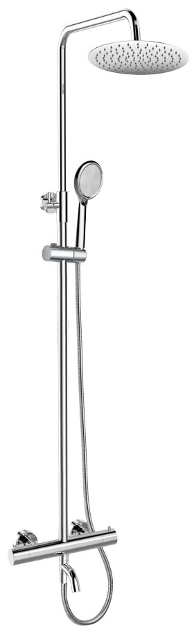 Mereo Mereo, Termostatická nástěnná vanová baterie s hadicí, ruční a talířovou kulatou sprchou slim 200 mm, CB60101TSC