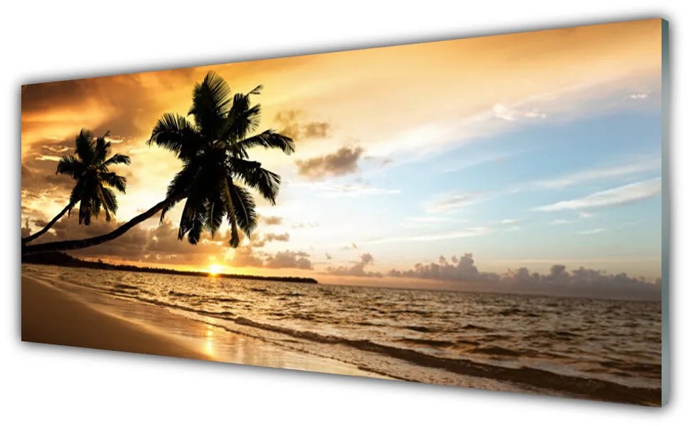 akrylový obraz Palma Stromy Pláž Krajina 125x50 cm