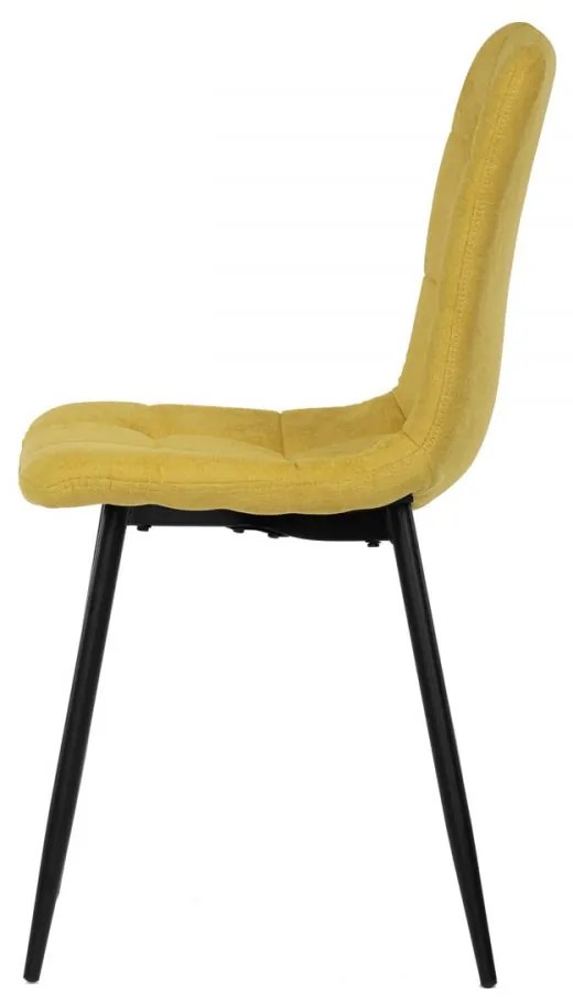 Jídelní židle, potah žlutá látka, kovová čtyřnohá podnož, černý mat CT-281 YEL2