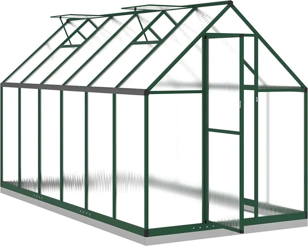 Skleník s podkladovým rámem zelený 334 x 169 x 202 cm hliník 3266330