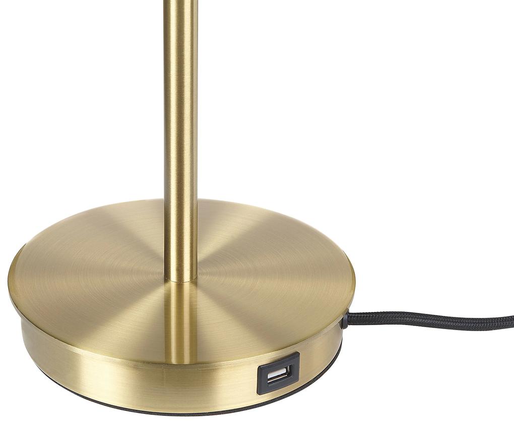 Kovová stolní lampa s USB portem zlatá ARIPO Beliani