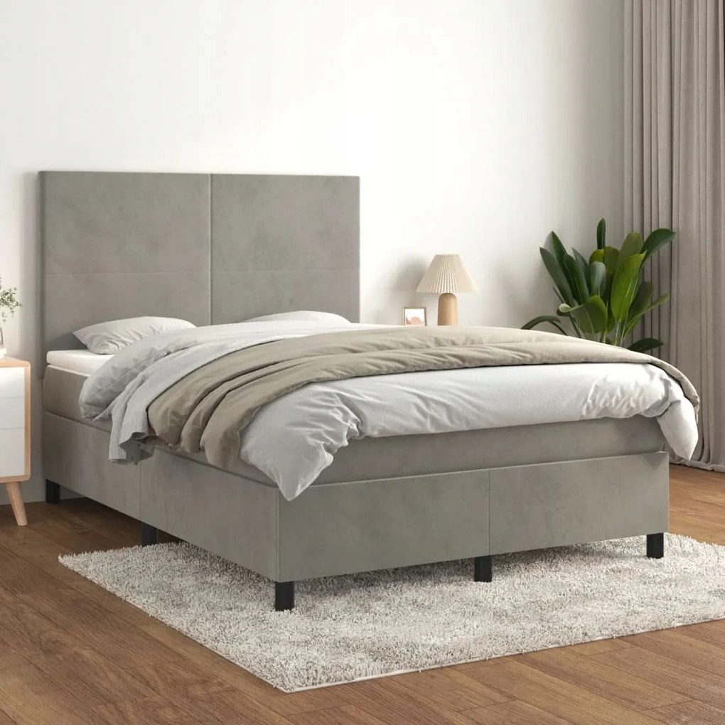 Box Spring Postel S Matrací Samet Hladký design 140 x 200 cm