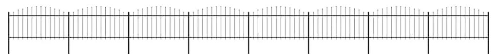 Zahradní plot s kopím nahoře ocelový 1339 x 150 cm černý 277737