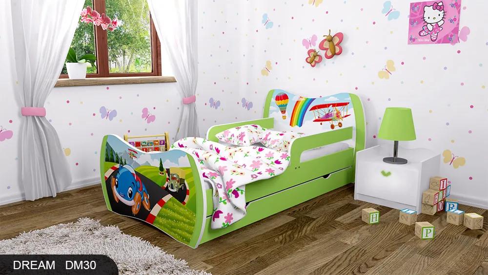 Dětská postel Dream vzor 30 140x70 cm zelená