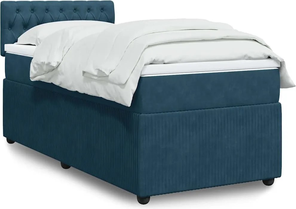 Box spring postel s matrací modrá 80 x 200 cm samet 3289900