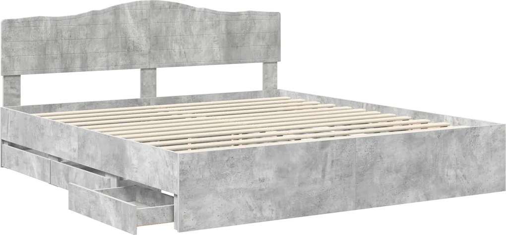 Rám postele s čelo Betonově šedá 180 x 200 cm Inženýrské dřevo 3412980