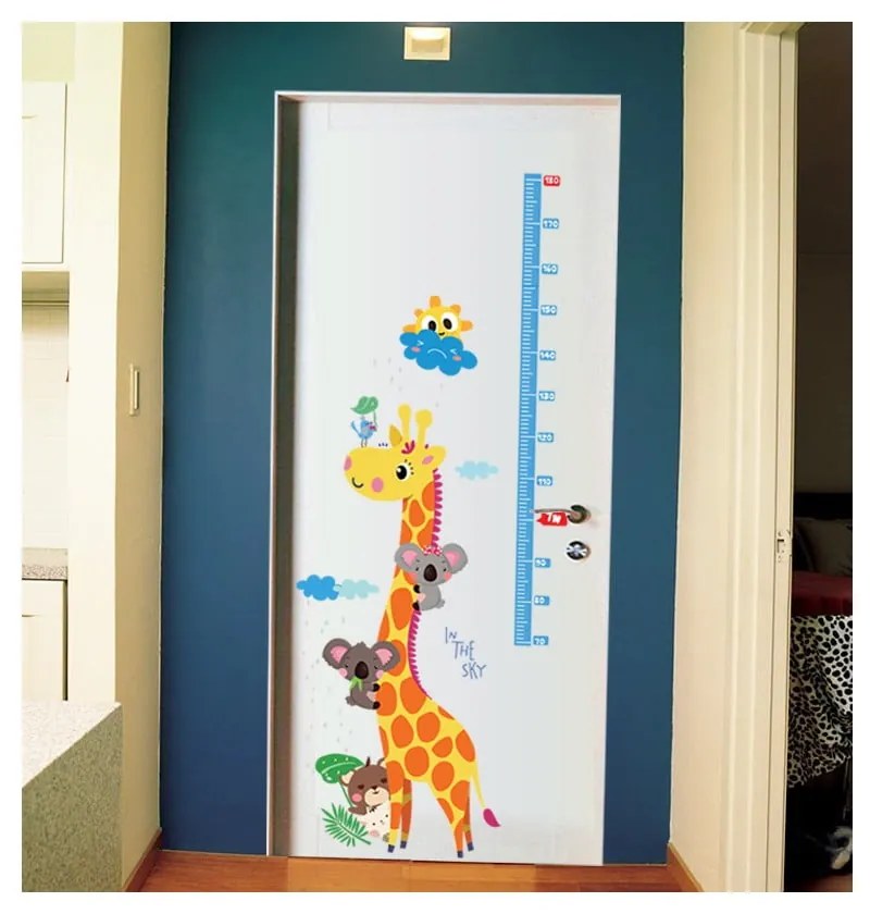 Dětská samolepka – metr na dveře nebo zeď 60x120 cm Giraffe &amp; Koalas – Ambiance