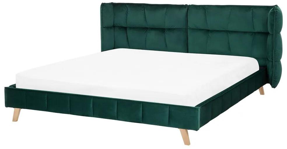 Tmavě zelená sametová postel 160 x 200 cm SENLIS Beliani