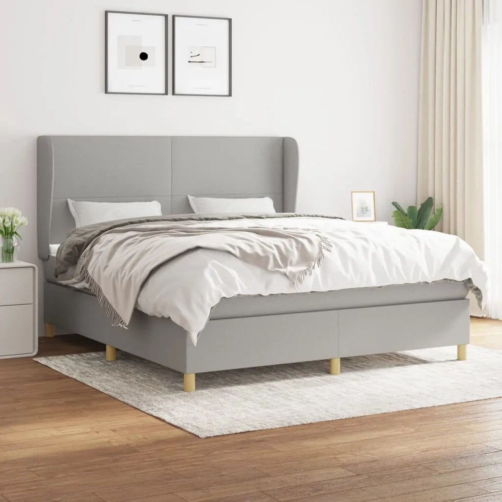 Box spring postel s matrací světle šedá 180 x 200 cm textil 3128381