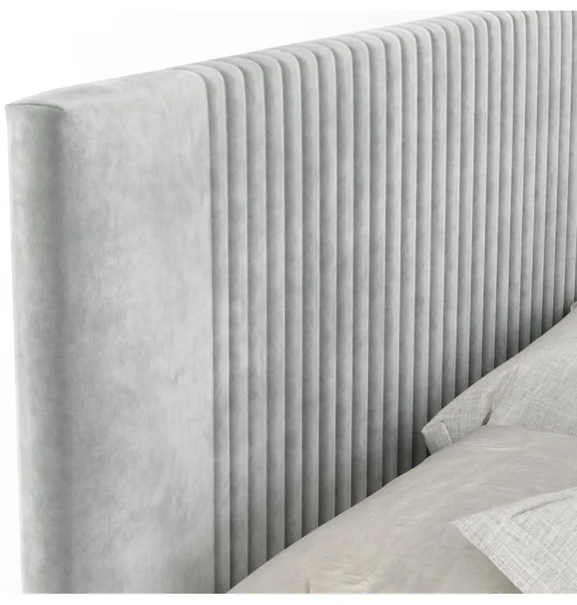 Světle šedá boxspring postel s úložným prostorem 160x200 cm Bergamo – Maison de Rêve
