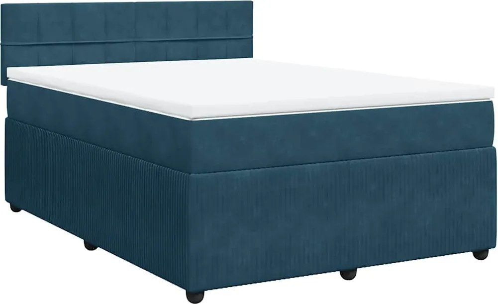 Box spring postel s matrací modrá 160 x 200 cm samet 3287786