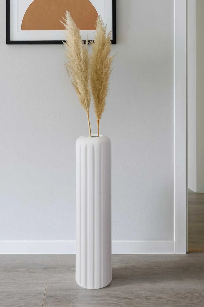 Podlahová váza VERTA, sklolaminát, výška 80 cm, bílý mat