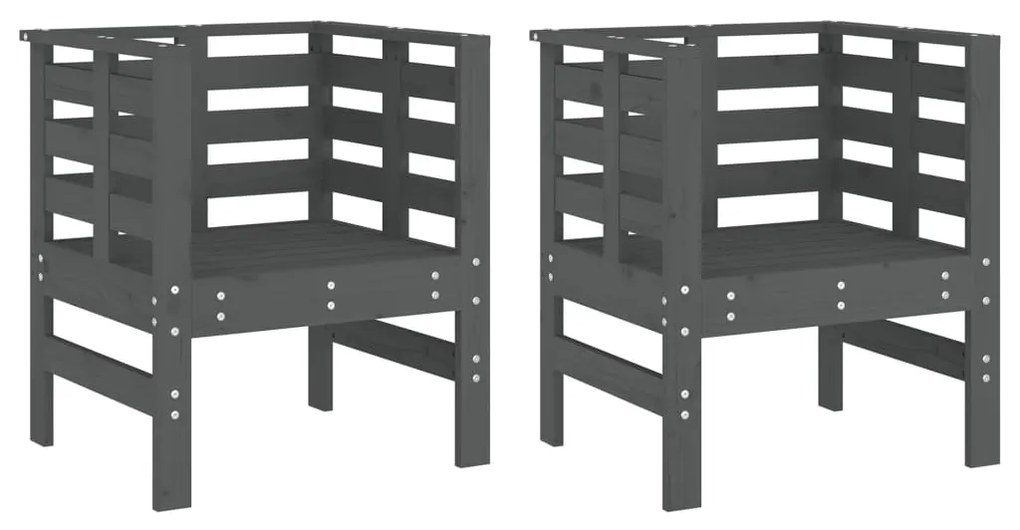 Zahradní židle 2 ks šedé 61,5 x 53 x 71 cm masivní borové dřevo - Default Title