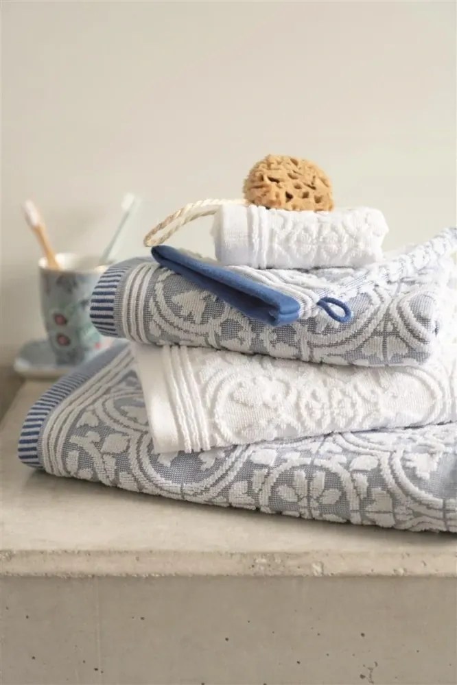 Pip Studio ručníky z bavlněného froté Tile de Pip, bílé (Luxusní ručníky z bavlněného froté v designu Tile de Pip v bílé barvě )
