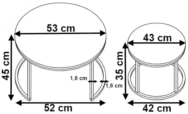 Sada 2 konferenčních stolků GALEN černý mramor