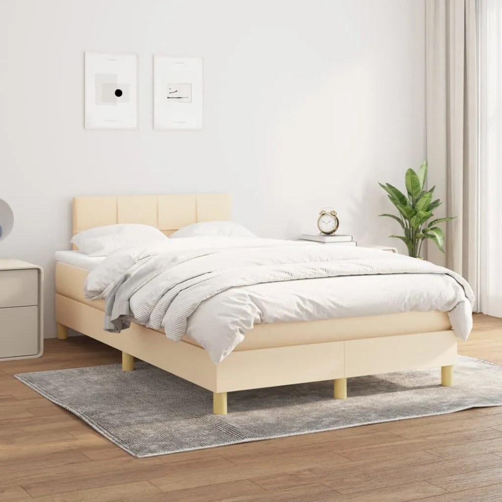 Box spring postel s matrací krémová 120x200 cm textil 3140606