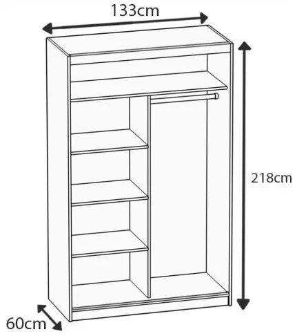 Stylová šatní skříň Simply 133 cm - černá