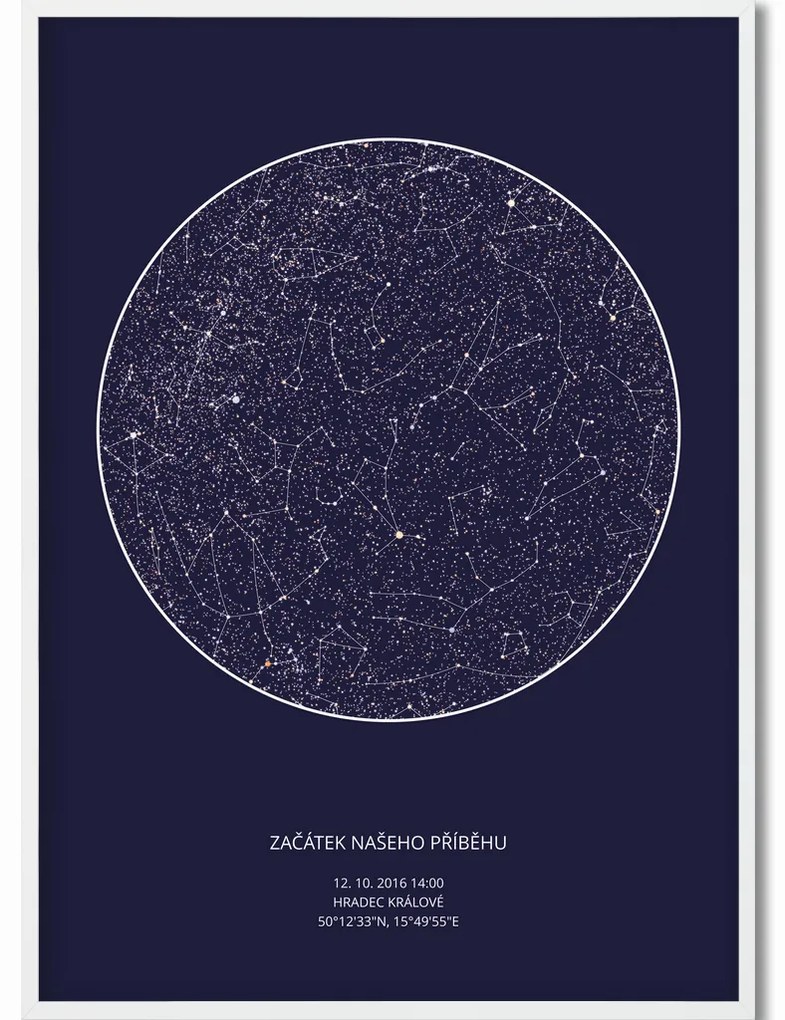 Hvězdná mapa Vašeho životního okamžiku 30 x 40 cm Tmavě modrá