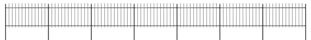 Zahradní plot s kopím nahoře ocelový 1248 x 100 cm černý