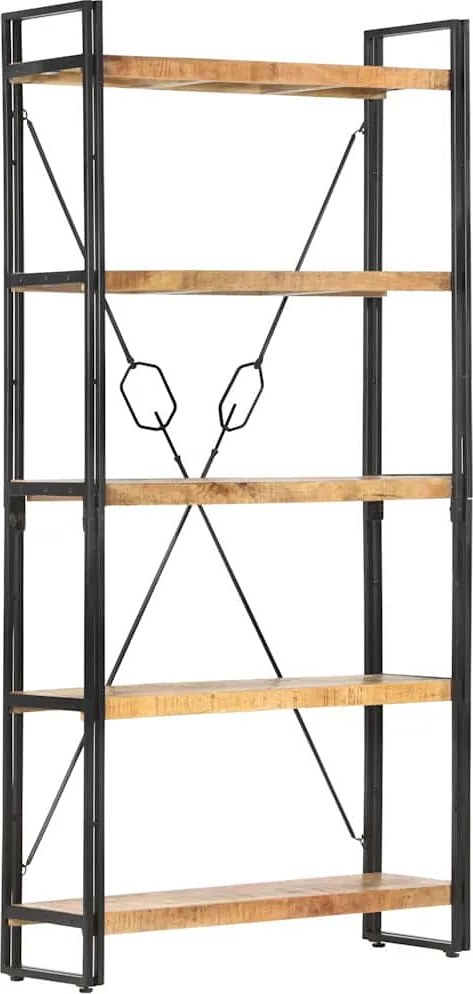 Knihovna s 5 policemi 90x30x180 cm masivní mangovníkové dřevo 286581