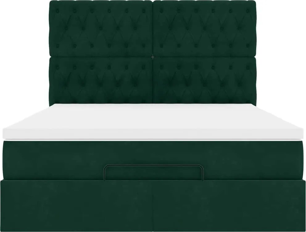 Osmanský rám postele s matracemi tmavě zelená 140x190cm samet 3313544