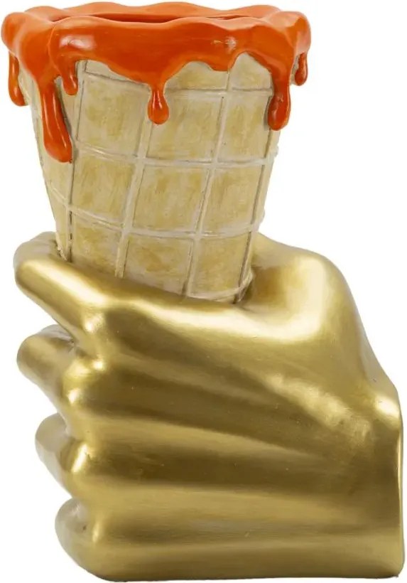 Dekorativní soška pro květinu Cone 26 cm zlatá