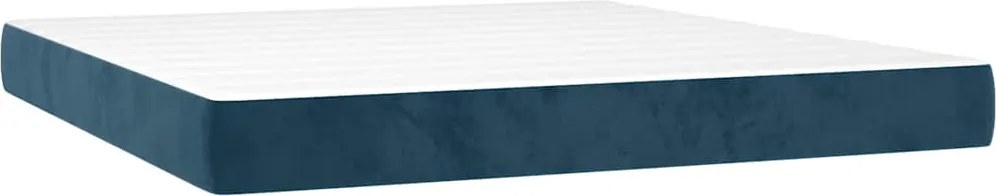 Box spring postel s matrací a LED tmavě modrá 160x200 cm samet 3139575