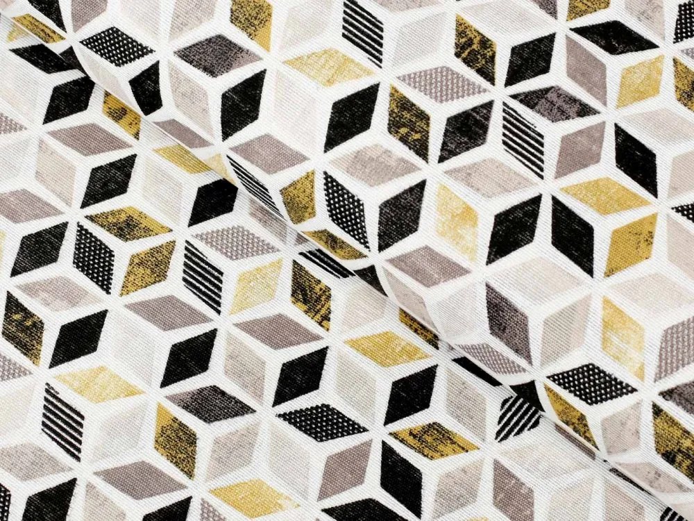 Biante Dekorační běhoun na stůl Leona LN-065 Zlato-černá mozaika 20x120 cm