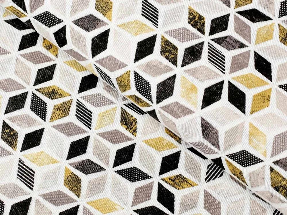 Biante Dekorační běhoun na stůl Leona LN-065 Zlato-černá mozaika 20x160 cm