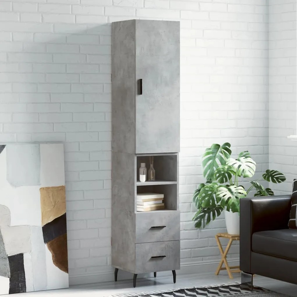 Skříň highboard betonově šedá 34,5x34x180 cm kompozitní dřevo